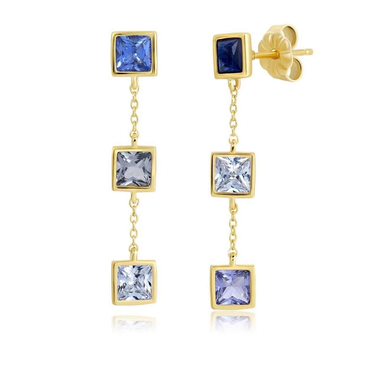 Aretes de piedra de color bígaro lineal Sm de talla princesa cuadrada ...